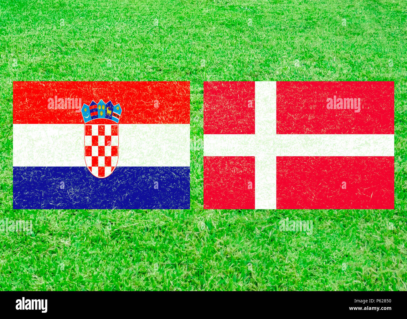 Croatia versus Denmark flags icon over grass background Stock Photo - Alamy