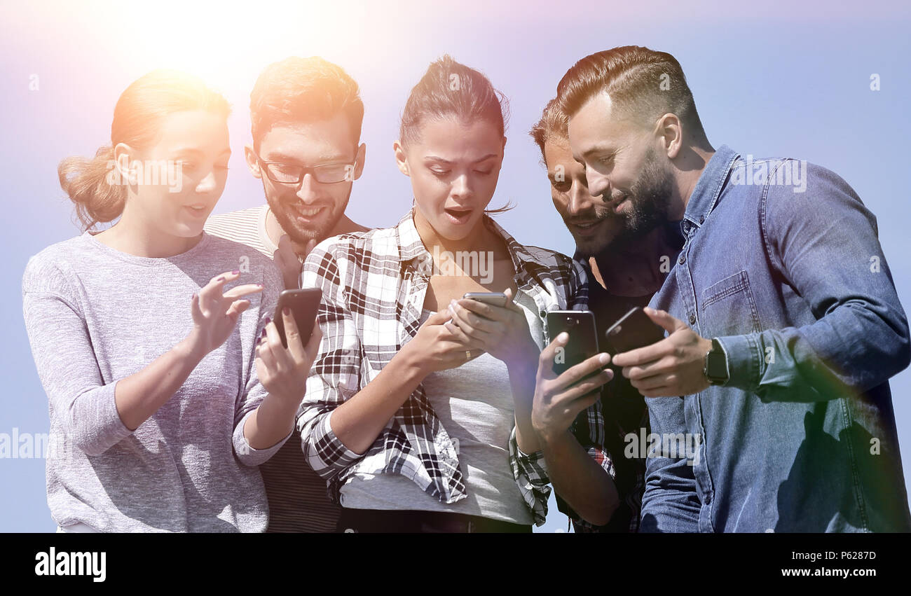 Closeup group students using hi-res stock photography and images - Alamy