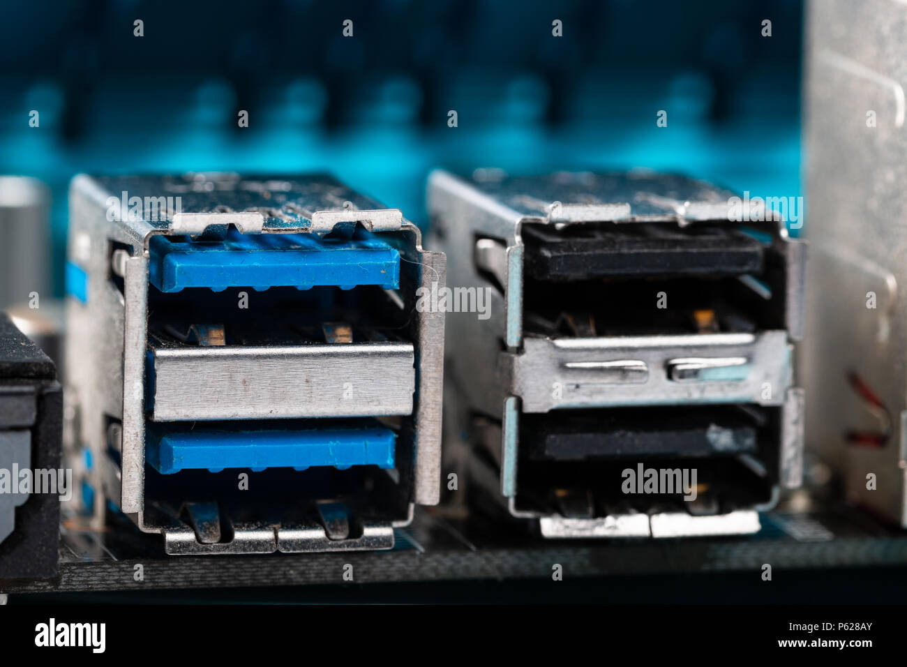 used pc motherboard macro view Stock Photo - Alamy