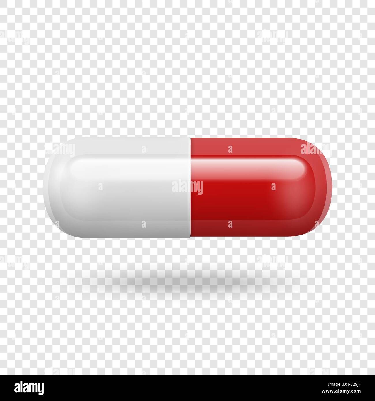 Vector realistic 3d white and red medical pill icon isolated on ...