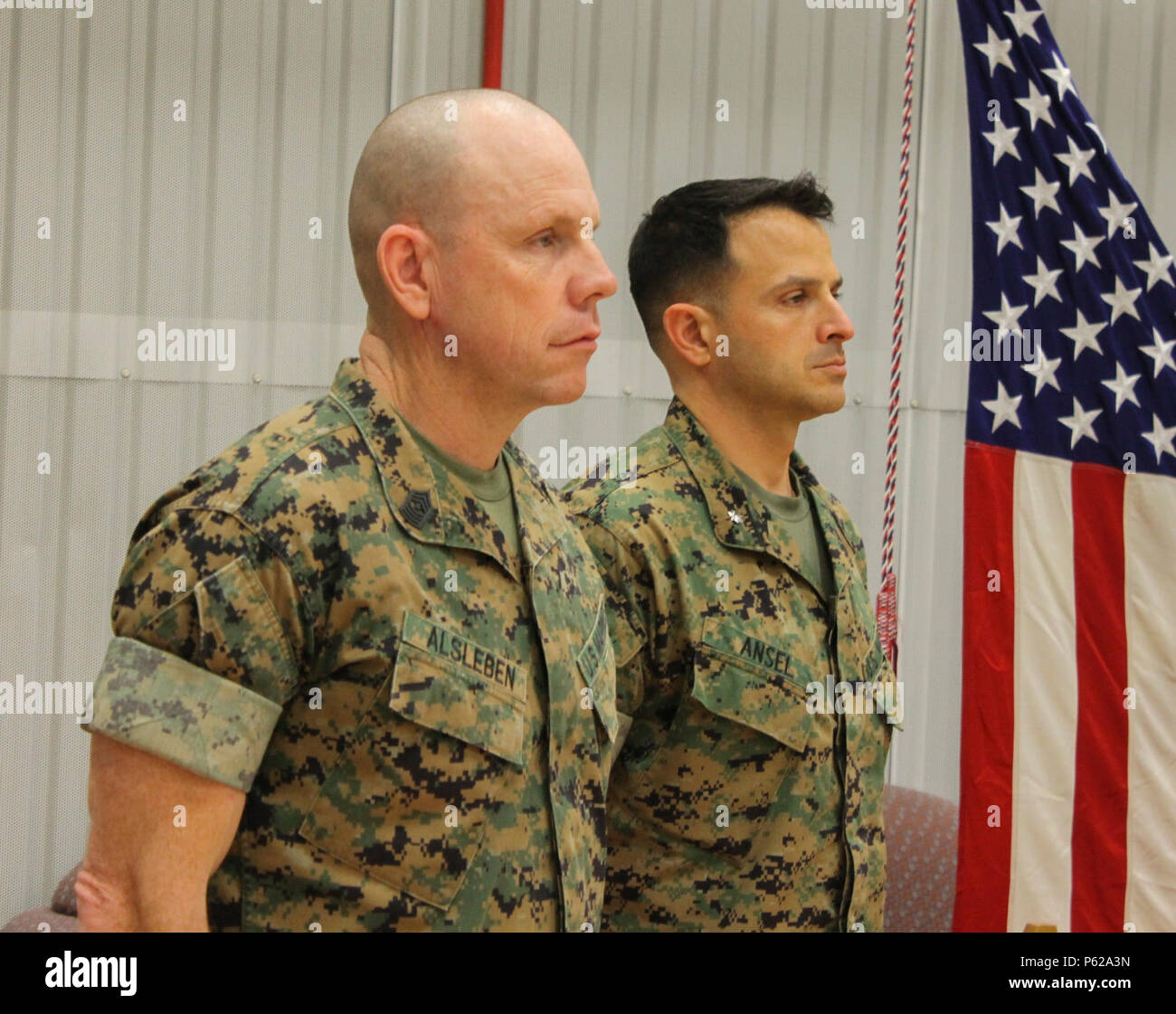U.S. Marines Lt. Col. Justin J. Ansel, battalion commander, and Sgt ...
