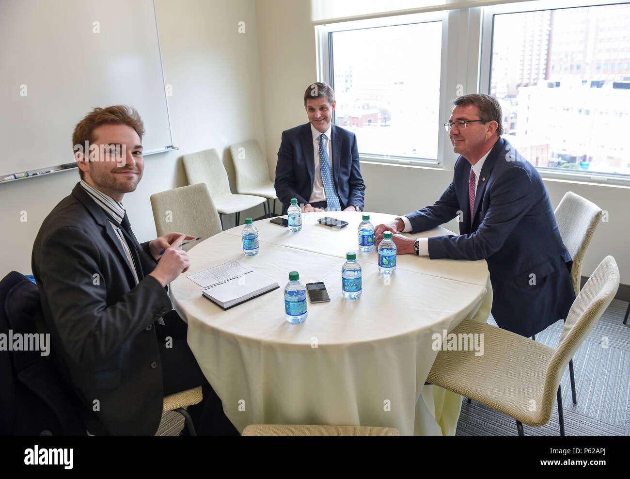 Secretary of Defense Ash Carter meets with Mr. Robert Hackett to ...