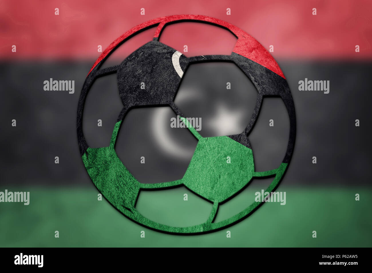 Soccer ball national Libya flag. Libyan football ball Stock Photo - Alamy