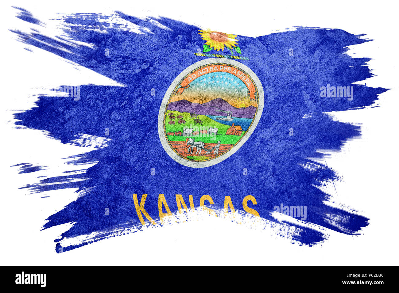 Grunge Kansas state flag. Kansas flag brush stroke Stock Photo - Alamy