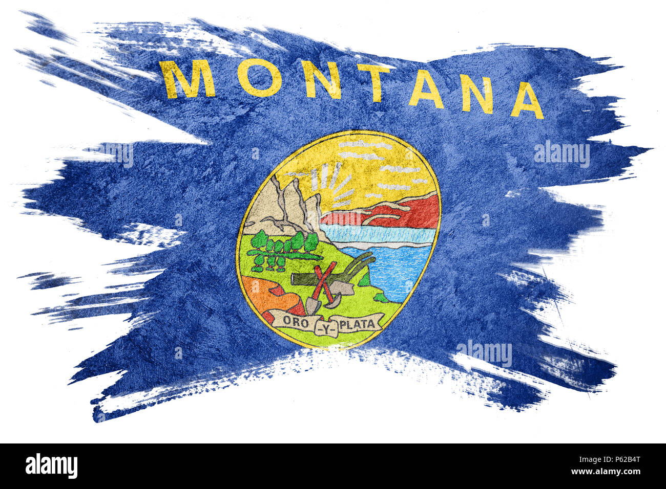 Grunge Montana state flag. Montana flag brush stroke Stock Photo - Alamy