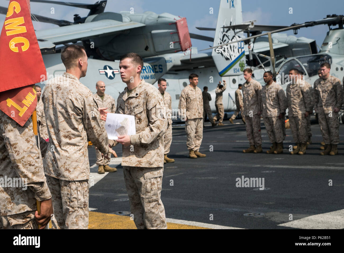 AT SEA (April 1, 2016)-U.S. Marine Sgt. Nicholas Hartman with the 13th ...