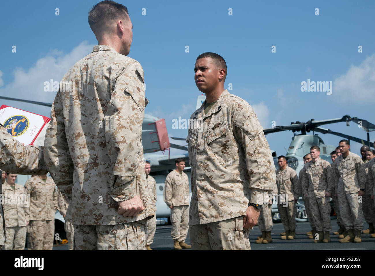 AT SEA (April 1, 2016)-U.S. Marine Sgt. Luis Cabrera Ramirez with the ...