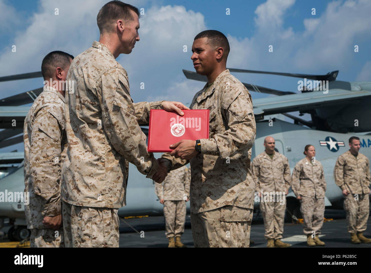 AT SEA (April 1, 2016)-U.S. Marine Sgt. Luis Cabrera Ramirez with the ...