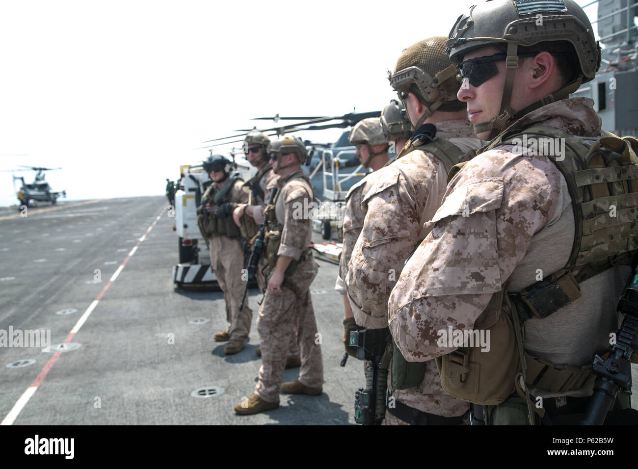 AT SEA (April 1, 2016)-U.S. Marines with the 13th Marine Expeditionary ...