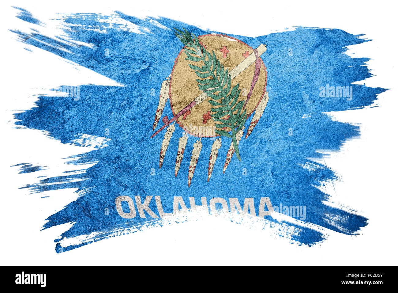 Grunge Oklahoma state flag. Oklahoma flag brush stroke Stock Photo - Alamy