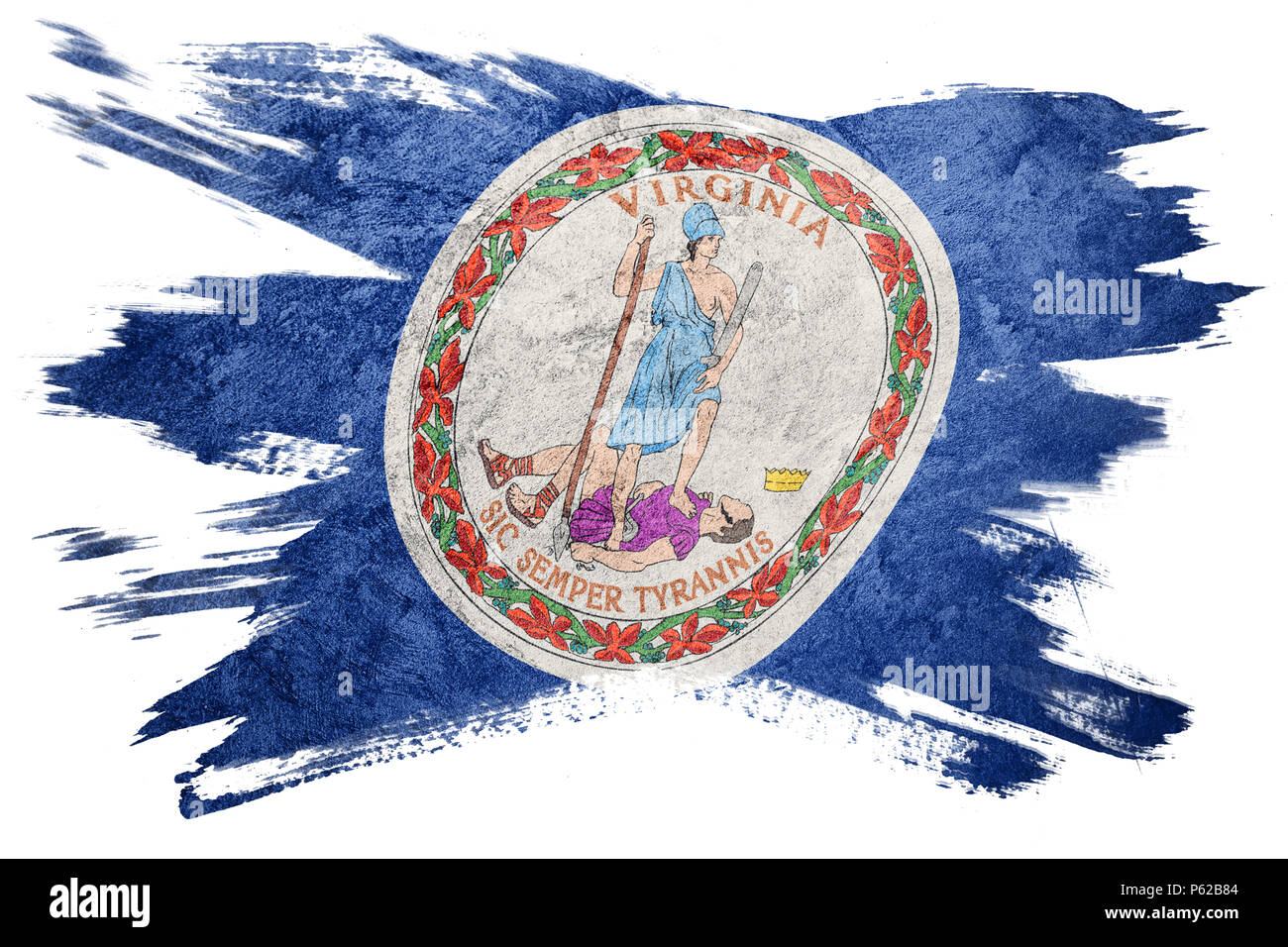 Grunge Virginia state flag. Virginia flag brush stroke Stock Photo - Alamy