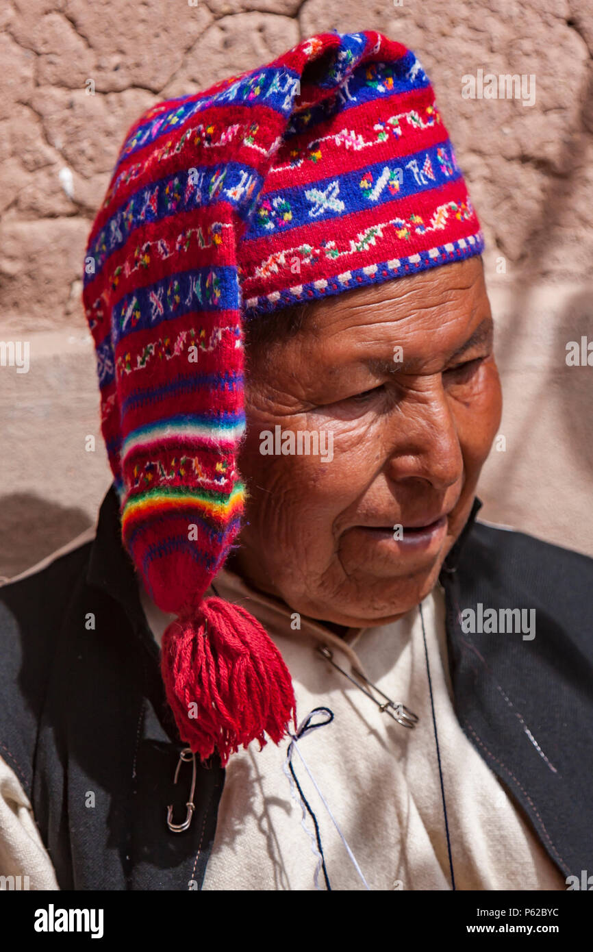 The island of Taquile located in Lake Titicaca on the Peruvian High ...