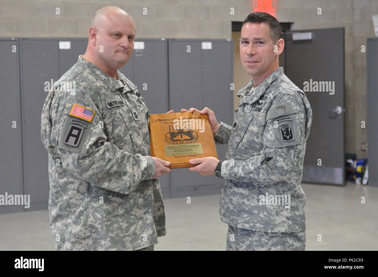 Capt. Scott Mathewson (left), the commander of Echo Company, 186th ...