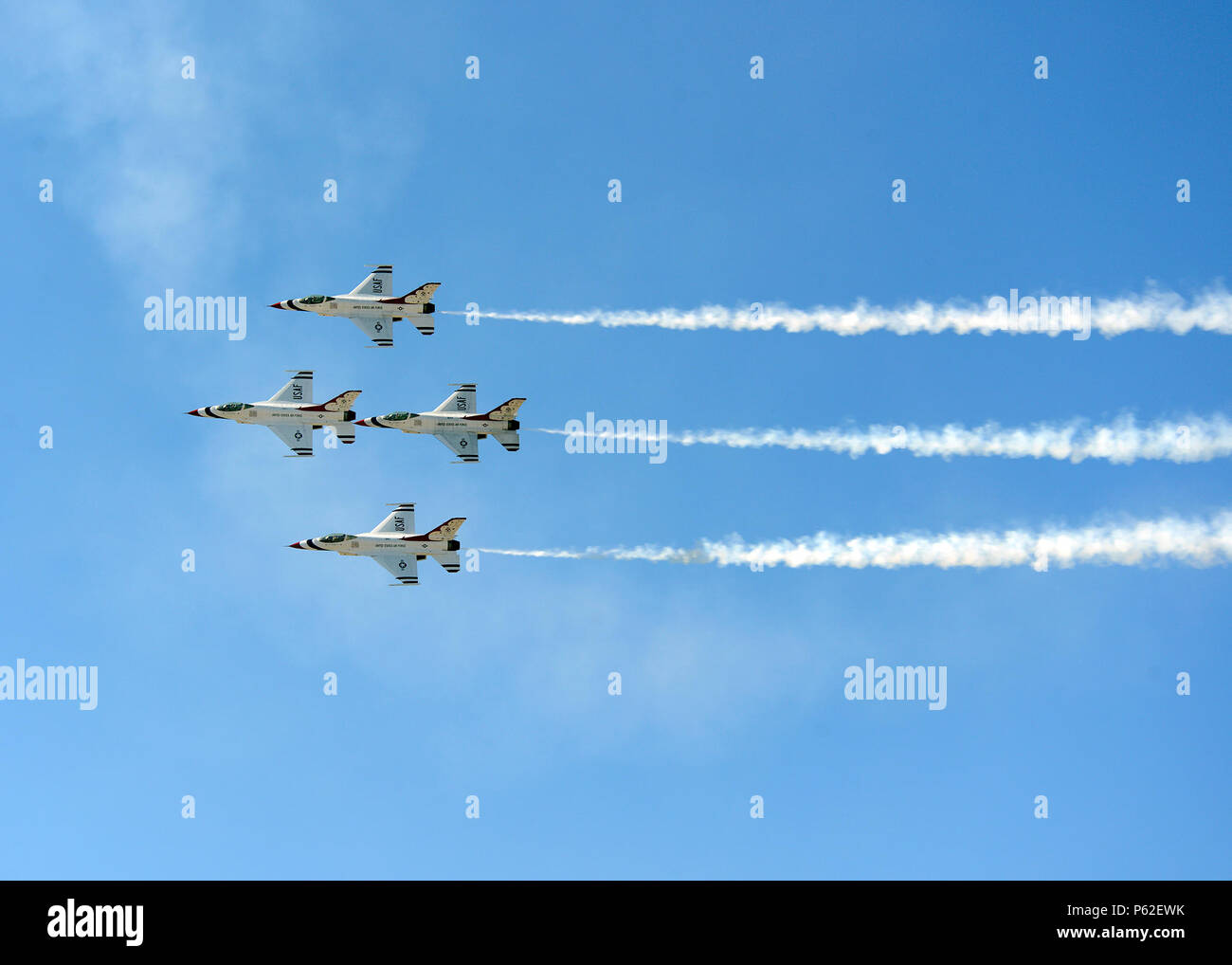 The U.S. Air Force Thunderbirds fly overhead at the 75 Years of ...
