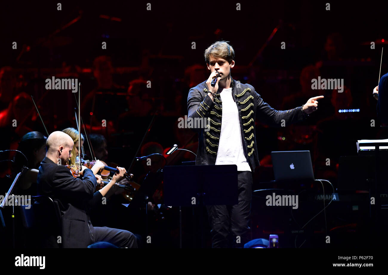 Jonah Nilsson performs on stage with Quincy Jones at The O2 in London ...