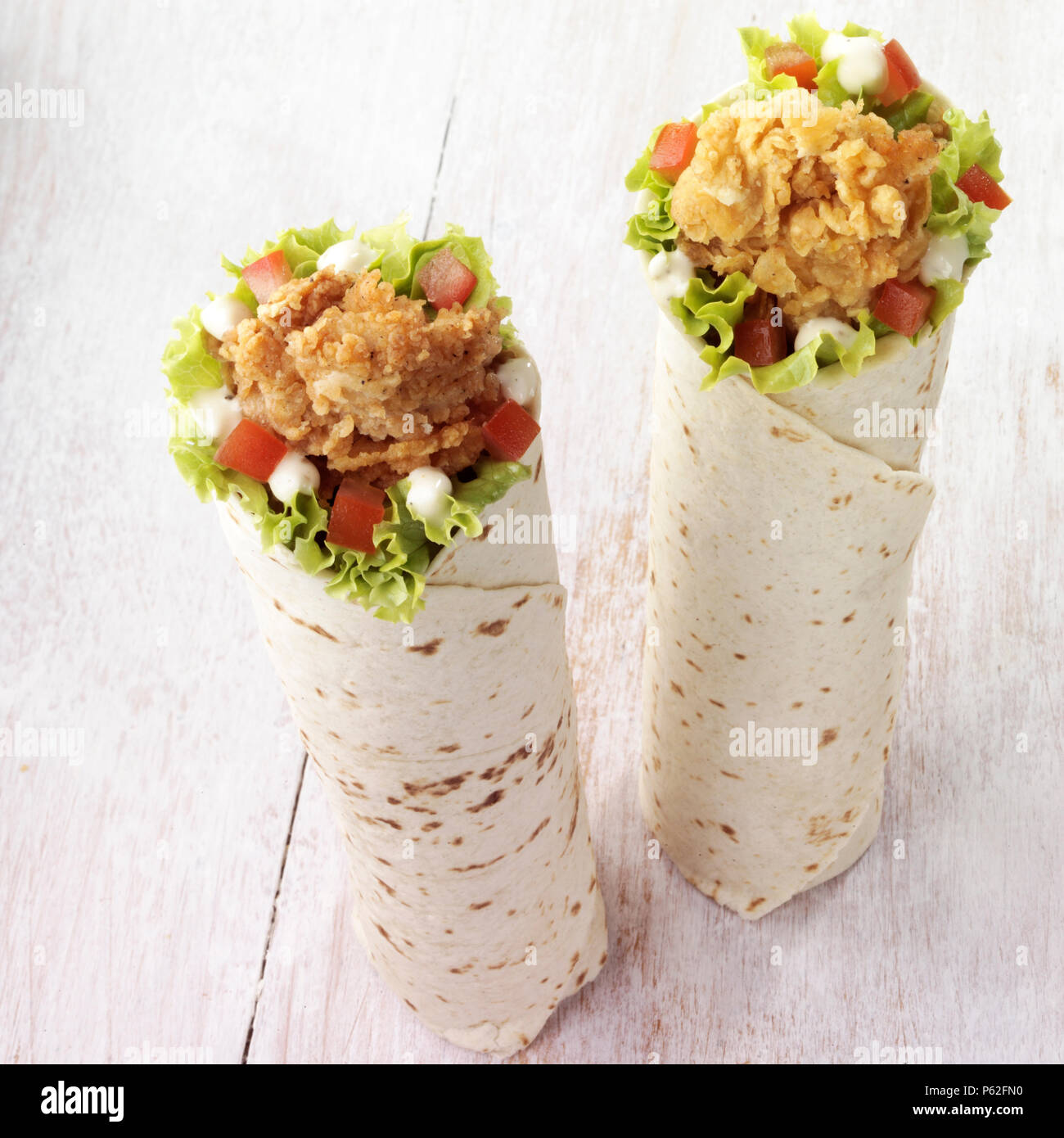 Fried chicken wraps Stock Photo - Alamy
