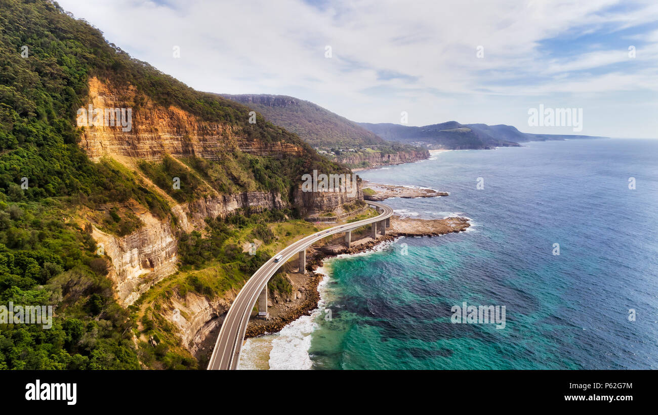 Grand pacific drive along NSW coast of Australia over famous sea cliff ...