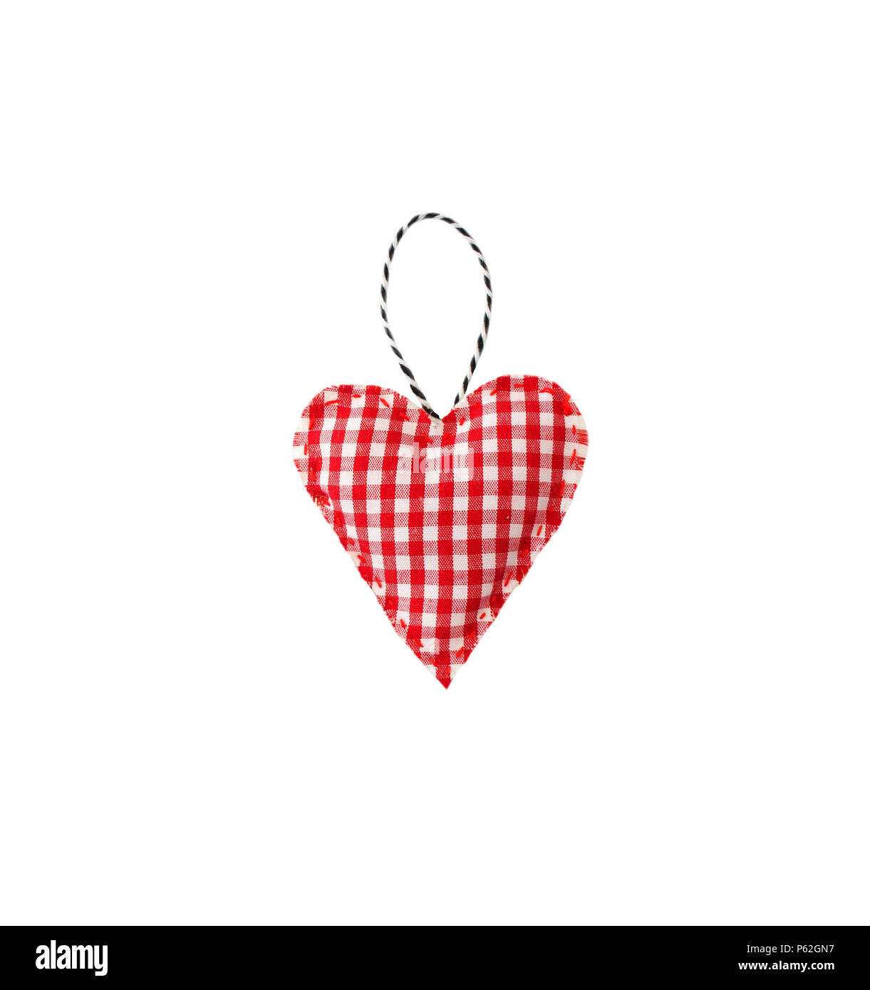 hand made textile heart. Textile handicraft isolated on white ...