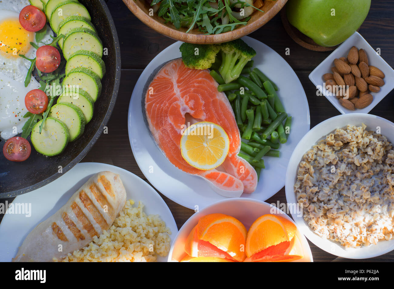 Set of food for the whole day Stock Photo - Alamy