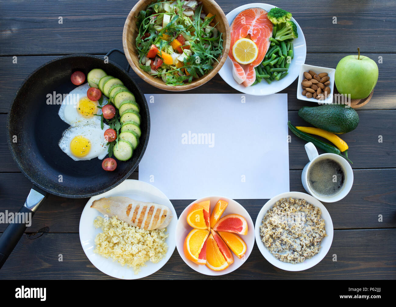 Set of food for the whole day Stock Photo - Alamy