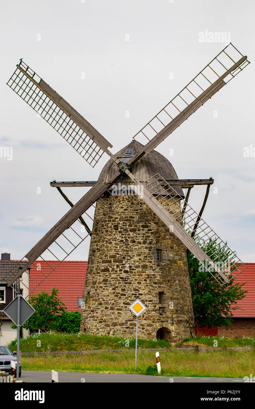Old windmill by cloudy day, Europe, Germany Stock Photo - Alamy