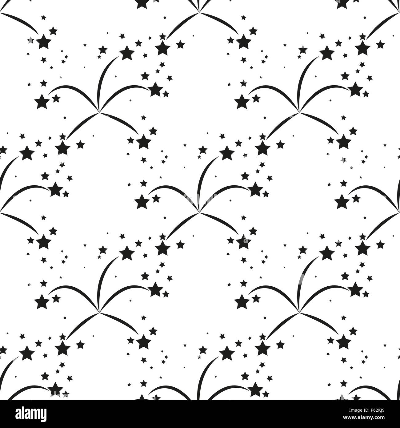Vector illustration of fireworks on white background. Seamless pattern ...
