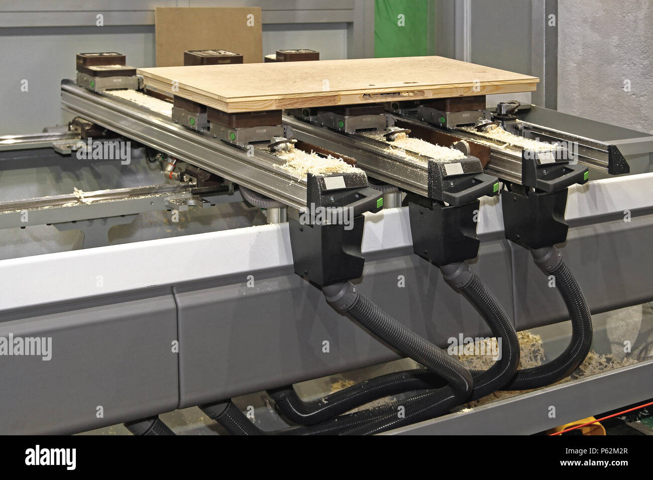 CNC Woodworking Machine in Wood Work Shop Stock Photo - Alamy