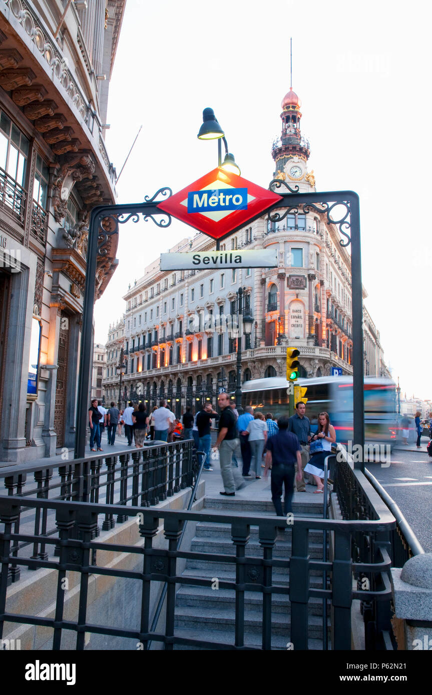 Metro Sevilla entrance. Madrid, Spain Stock Photo - Alamy