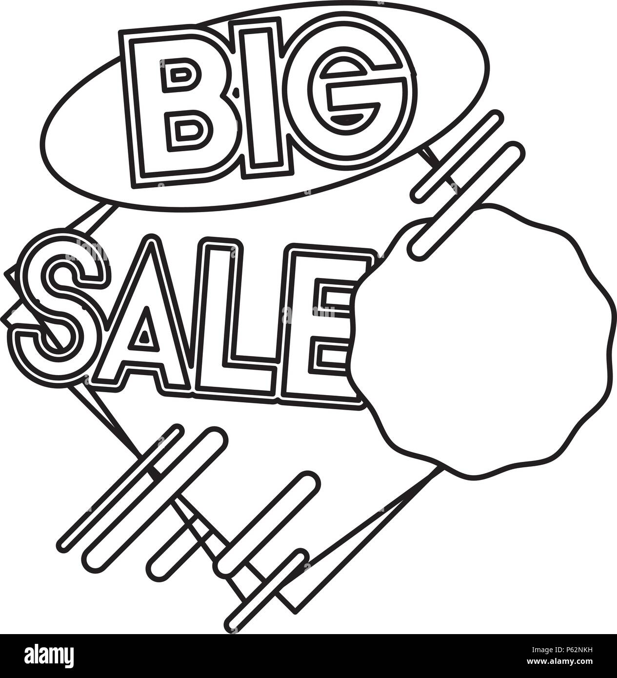 line big offer sale tag style vector illustration Stock Vector Image ...