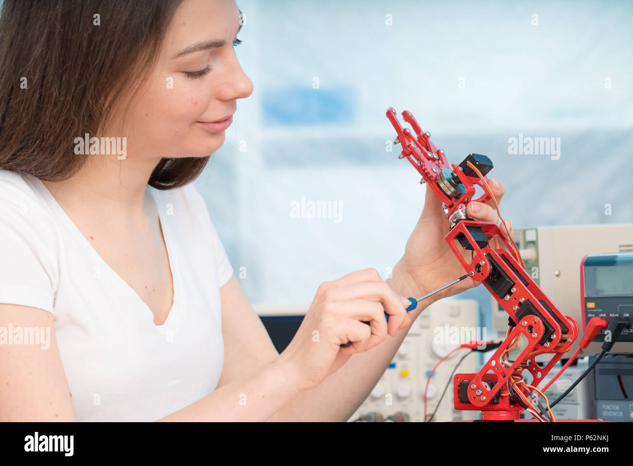 Student girl in robotics class Stock Photo - Alamy
