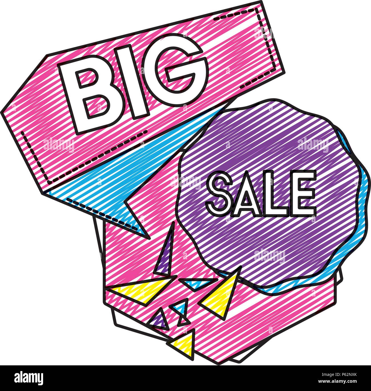 doodle big offer sale tag promotion vector illustration Stock Vector ...
