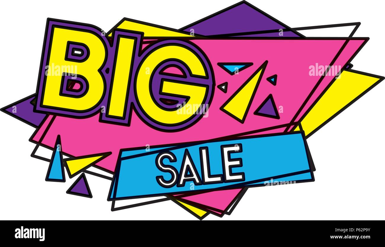 color big sale promo label message vector illustration Stock Vector ...