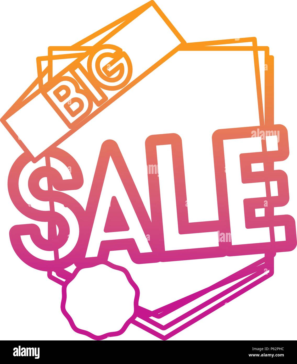 degraded line big sale promo tag message vector illustration Stock ...