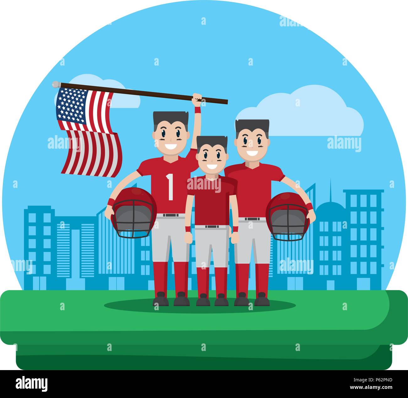 america football team with usa flag vector illustration Stock Vector ...