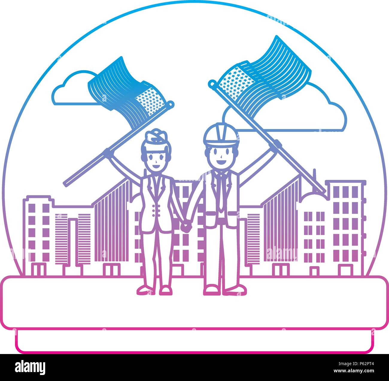 degraded line professional people with usa flag nation vector ...