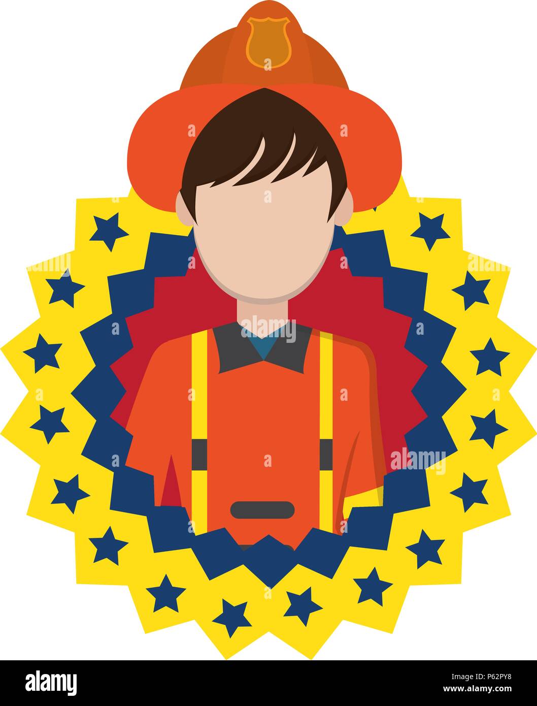 firefighter with uniform and usa emblem nation vector illustration ...