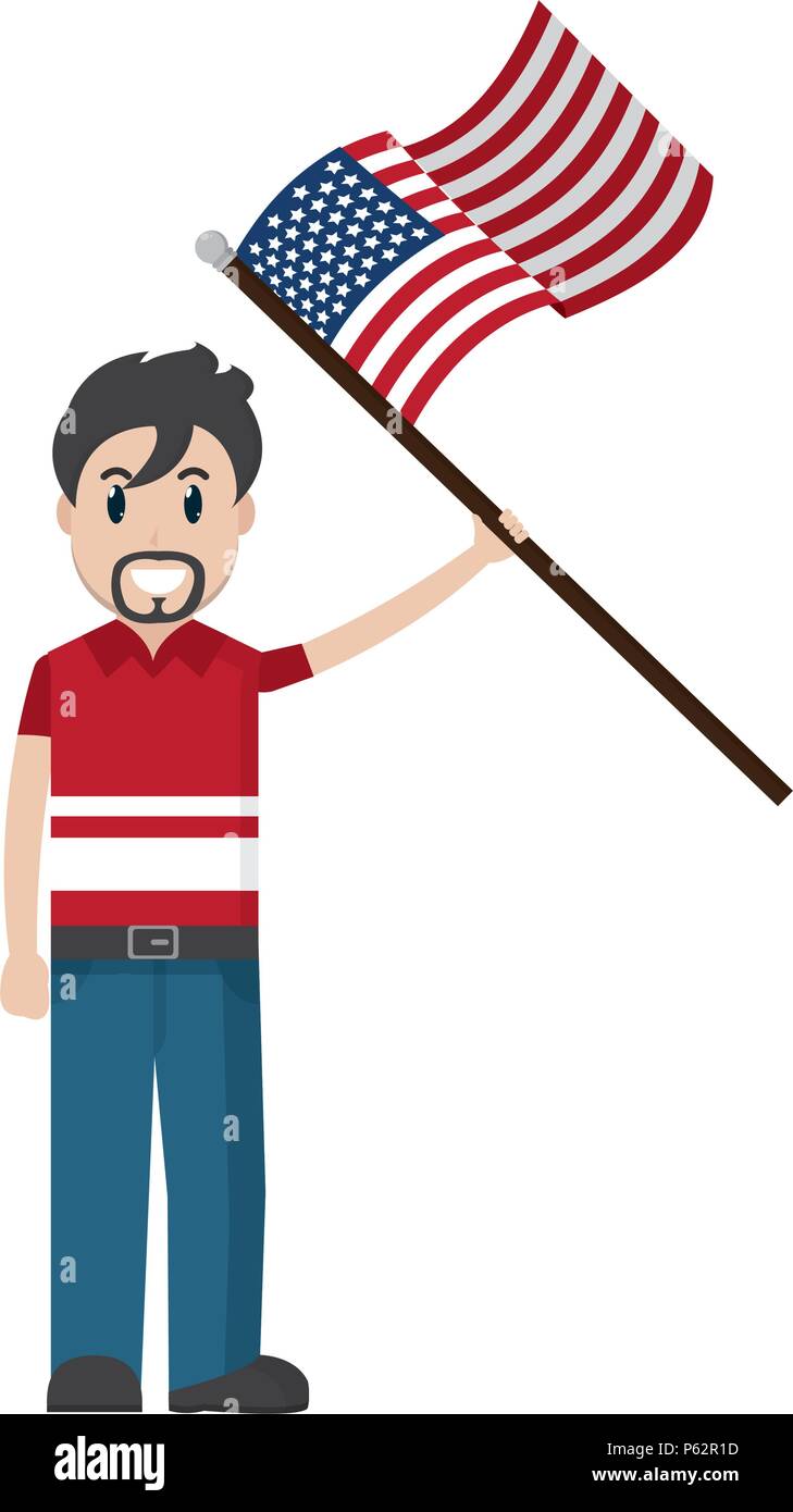 happy man with usa flag nation vector illustration Stock Vector Image ...