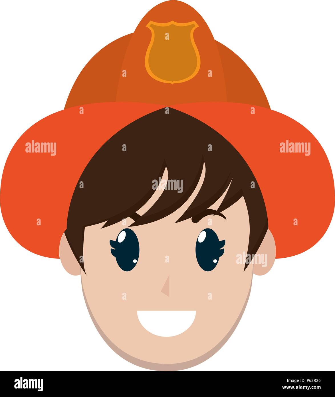 happy firefighter head with helmet uniform vector illustration Stock ...
