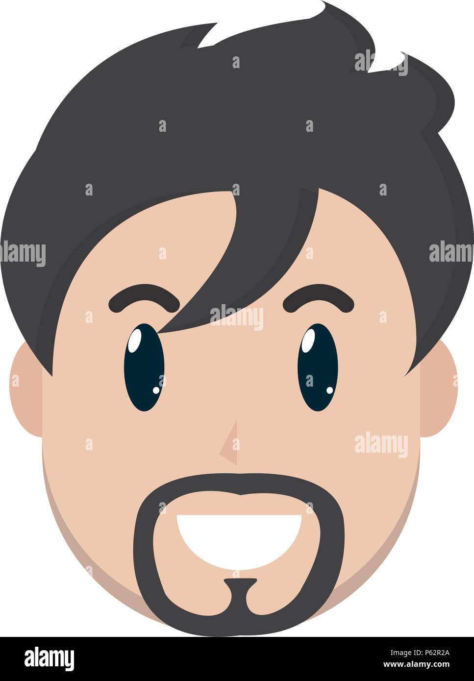 happy man head with beard and hairstyle vector illustration Stock ...