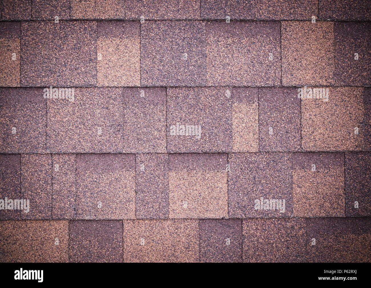 roof of new brown shingles background and texture. vignette Stock Photo ...