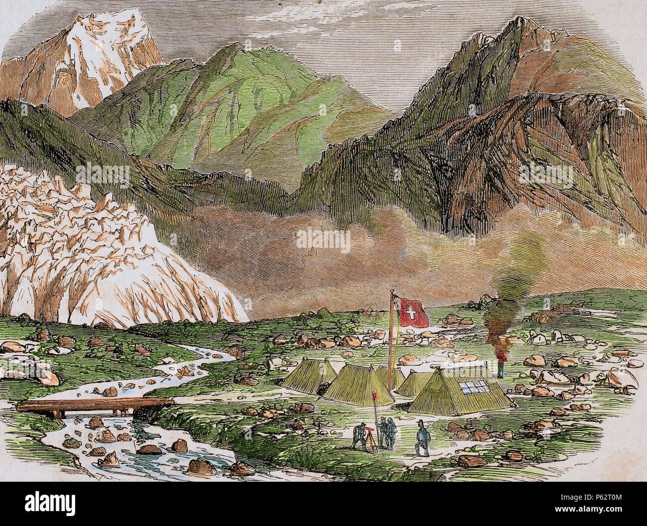 History of Switzerland. 19th century. Camp of the Officials of Federal ...