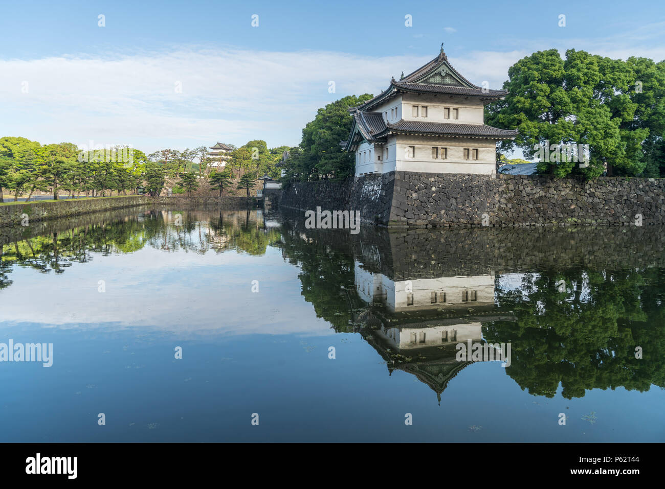 The wall and traditional architecture of Imperial Palace in Tokyo ...