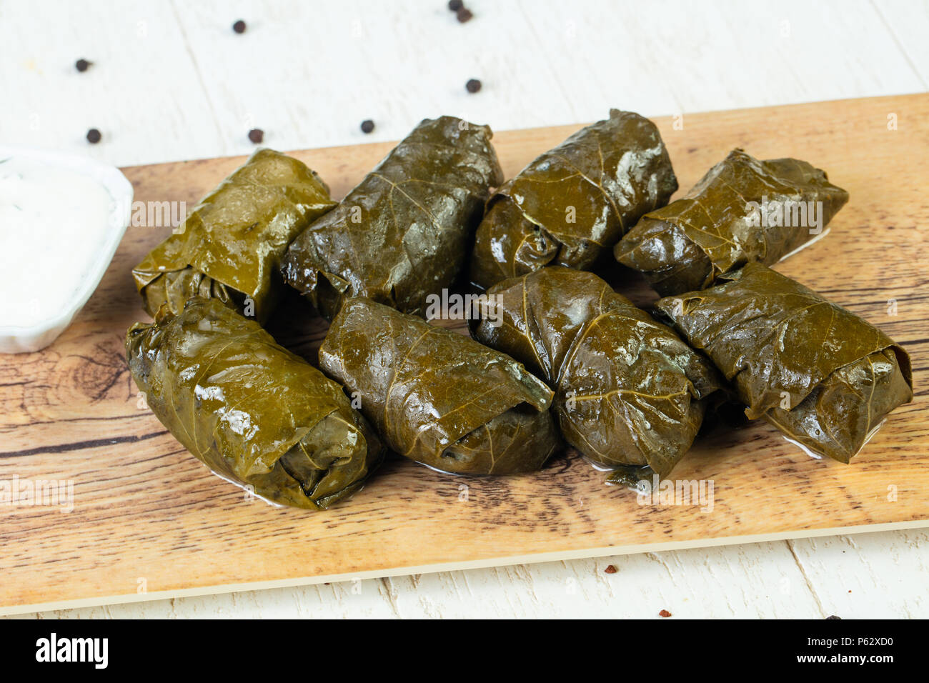 Traditional dolma grape leaves with meat Stock Photo - Alamy