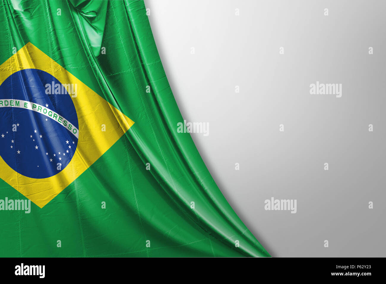 Isolated Brazil Flag waving, 3D Realistic Brazilian Flag Rendered Stock ...