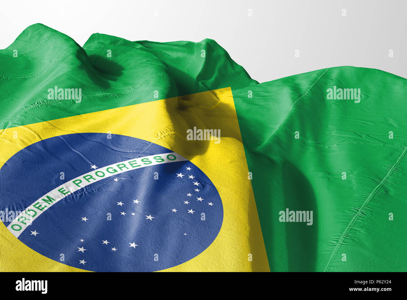 Isolated Brazil Flag waving, 3D Realistic Brazilian Flag Rendered Stock ...
