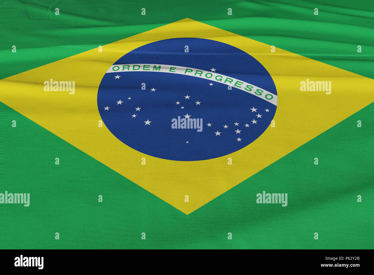 Isolated Brazil Flag waving, 3D Realistic Brazilian Flag Rendered Stock ...