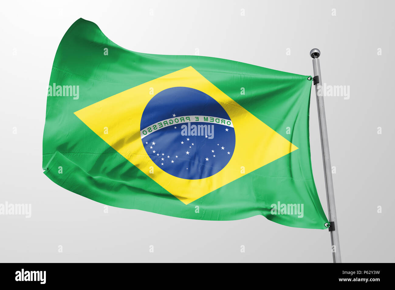 Isolated Brazil Flag waving, 3D Realistic Brazilian Flag Rendered Stock ...