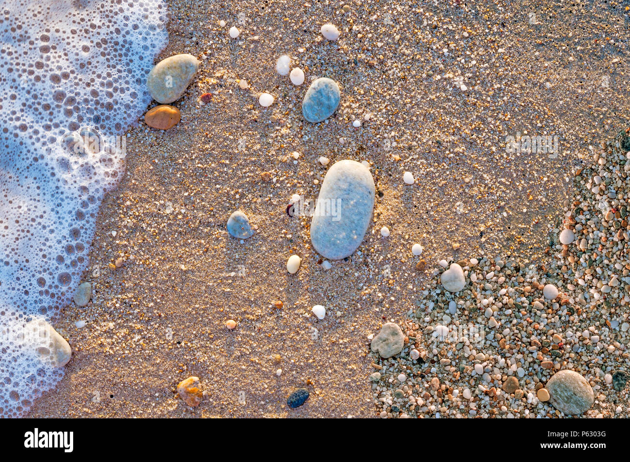 Naturally rounded gravel at sea shore, nature sea background texture ...