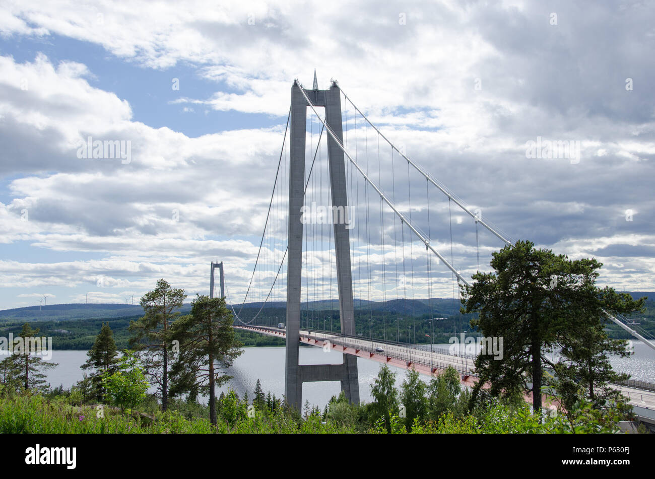 High coast, Sweden - 13 June 2018. The view from Hotel High coast of ...