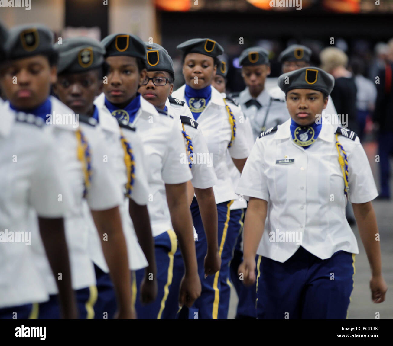 Cadets from Blythewood High School, in Blythewood, S.C., move across ...